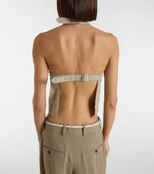 Wardrobe.NYC Halterneck Cotton-blend Top - Grey