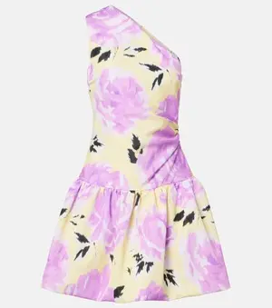PATOU Floral Gathered One-shoulder Faille Minidress - Multicoloured