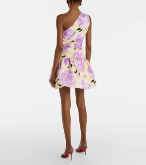 PATOU Floral Gathered One-shoulder Faille Minidress - Multicoloured