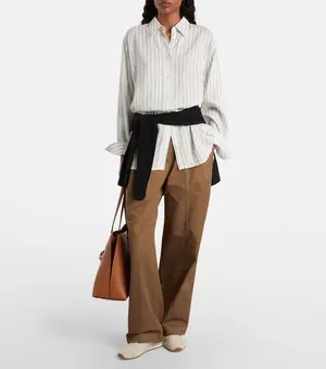 TOTEME Pleated Cotton Wide-leg Trousers