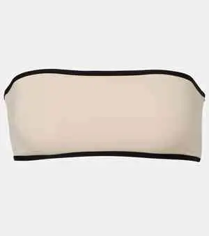 TOTEME Stripe Edge Strapless Bikini Top - Brown