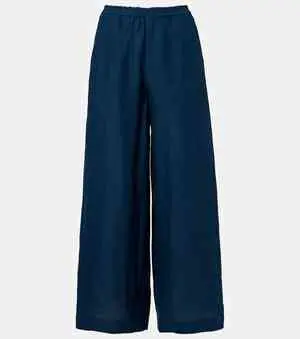 ERES Linen Wide-leg Pants - Blue
