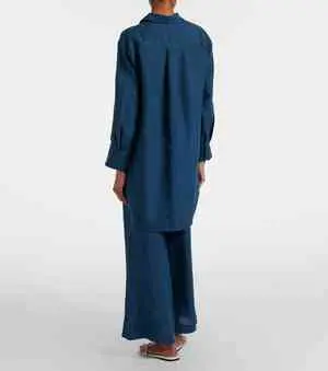 ERES Linen Wide-leg Pants - Blue