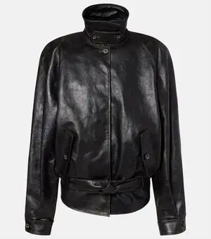 Magda Butrym Belted Leather Jacket - Black