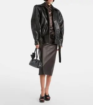 Magda Butrym Belted Leather Jacket - Black