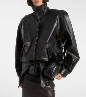 Magda Butrym Belted Leather Jacket - Black