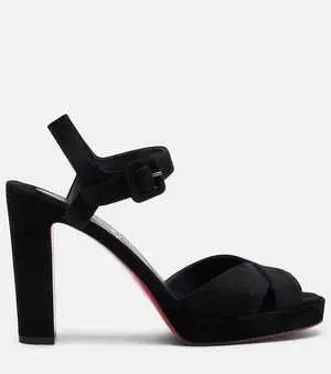 CHRISTIAN LOUBOUTIN Cora 100 Suede Sandals - Black