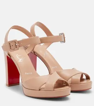 CHRISTIAN LOUBOUTIN Cora 100 Leather Sandals - Beige