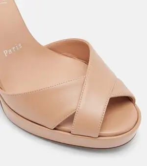 CHRISTIAN LOUBOUTIN Cora 100 Leather Sandals - Beige
