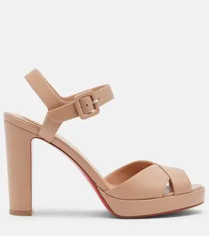 CHRISTIAN LOUBOUTIN Cora 100 Leather Sandals - Beige