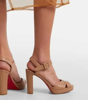 CHRISTIAN LOUBOUTIN Cora 100 Leather Sandals - Beige
