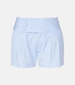 FRAME Harbor Striped Cotton Poplin Shorts - Blue