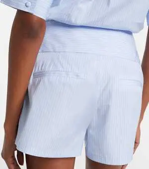 FRAME Harbor Striped Cotton Poplin Shorts - Blue