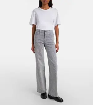 FRAME Le Slim Palazzo Striped Wide-leg Pants