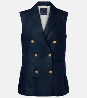 Max Mara Bird Linen Vest - Blue