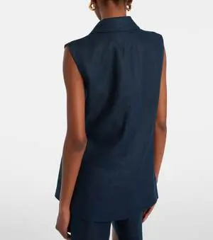 Max Mara Bird Linen Vest - Blue