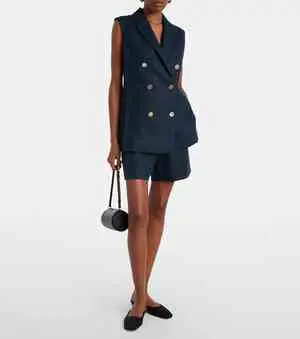 Max Mara Bird Linen Vest - Blue