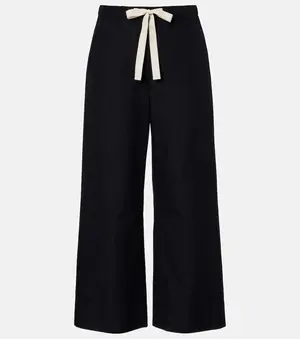Max Mara Cotton Cropped Wide-leg Pants - Black