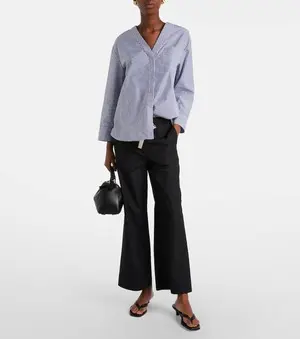 Max Mara Cotton Cropped Wide-leg Pants - Black