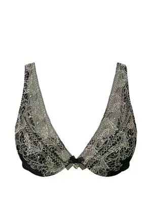 TWINSET Embroidered Tulle Bralette - Black