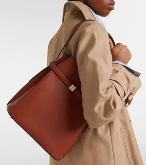 TOTEME Belted Leather Tote - Brown