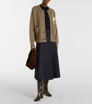 AMI Paris De Coeur Wool And Cotton Cardigan