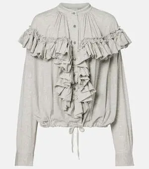 Dries Van Noten Ruffled Cotton Jersey Blouse