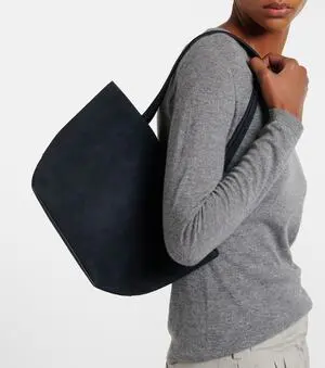 THE ROW Park Edge Medium Suede Tote Bag - Blue
