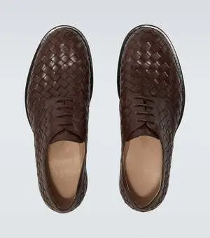 THE ROW Novus Woven Leather Derby Shoes - Brown
