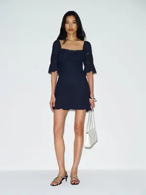 Square Neck Lace Mini Dress