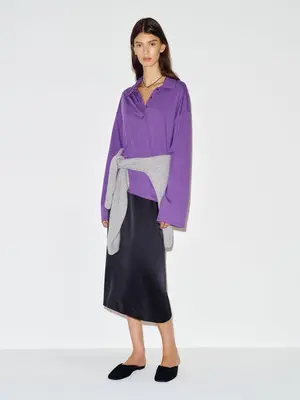 REFORMATION Mellen Polo Knit Top - Purple