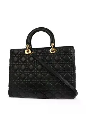 Dior 2015 Large Lady Cannage Tote Bag - Black