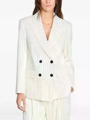 Sandro Striped Double-breasted Blazer - Neutrals