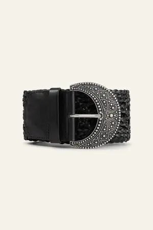 Ba&sh Balmy Braided Leather Belt - Black