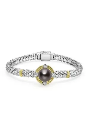 Lagos Luna Tahitian Pearl And Diamond Caviar Bracelet - Black