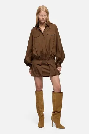 7 For All Mankind Utility Mini Shirt Dress - Brown
