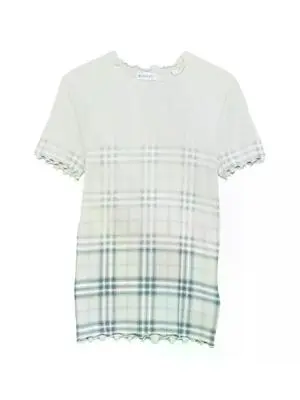 Burberry Check-pattern T-shirt With Ruffled Detail