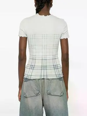Burberry Check-pattern T-shirt With Ruffled Detail
