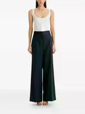 Oscar De La Renta Wide-leg Wool-blend Trousers - Blue