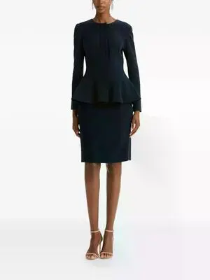 Oscar De La Renta Peplum Wool-blend Jacket - Blue
