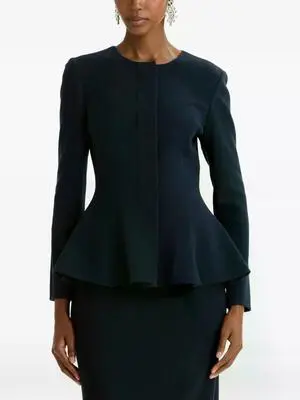 Oscar De La Renta Peplum Wool-blend Jacket - Blue