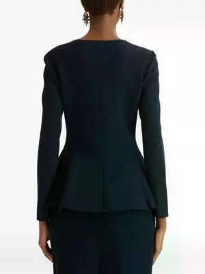 Oscar De La Renta Peplum Wool-blend Jacket - Blue