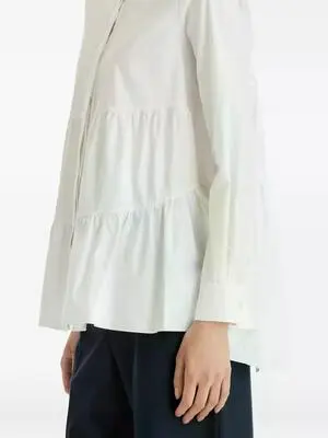 Oscar De La Renta Tiered Cotton Poplin Blouse - White