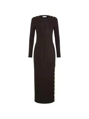 BLAZÉ MILANO Button-embellished Ribbed Midi Dress