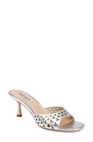 Badgley Mischka Windy Heart Cut Out Slide Sandal - Silver Metallic