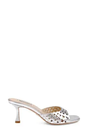 Badgley Mischka Windy Heart Cut Out Slide Sandal - Silver Metallic
