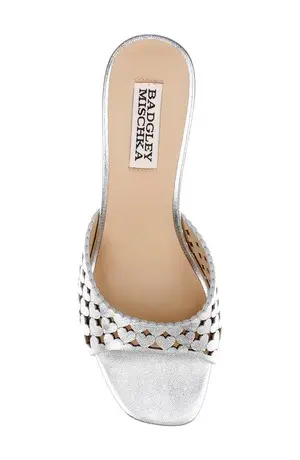 Badgley Mischka Windy Heart Cut Out Slide Sandal - Silver Metallic