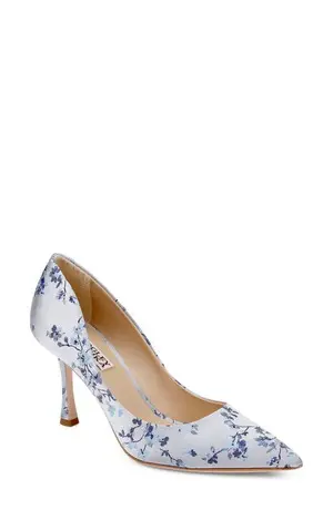 Badgley Mischka Wonder Floral Jacquard Pointed Toe Pumps - Light Blue