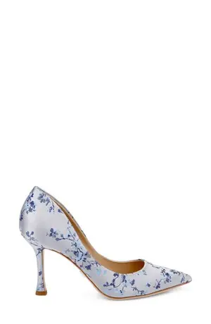 Badgley Mischka Wonder Floral Jacquard Pointed Toe Pumps - Light Blue