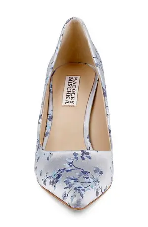 Badgley Mischka Wonder Floral Jacquard Pointed Toe Pumps - Light Blue